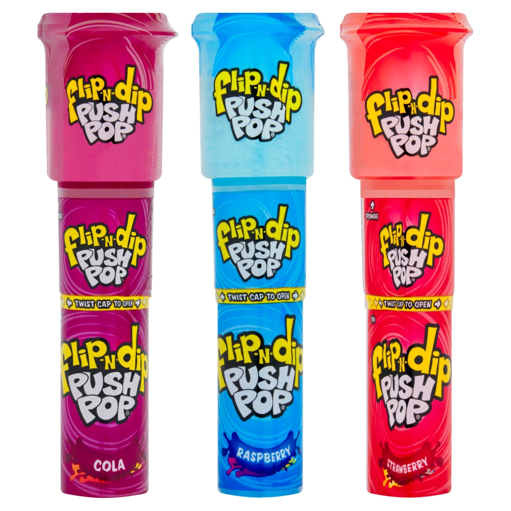 Wholesale Topps Push Pop Flip-N-Dip 25g - 12 Count | Bulk Wholesale Sweets