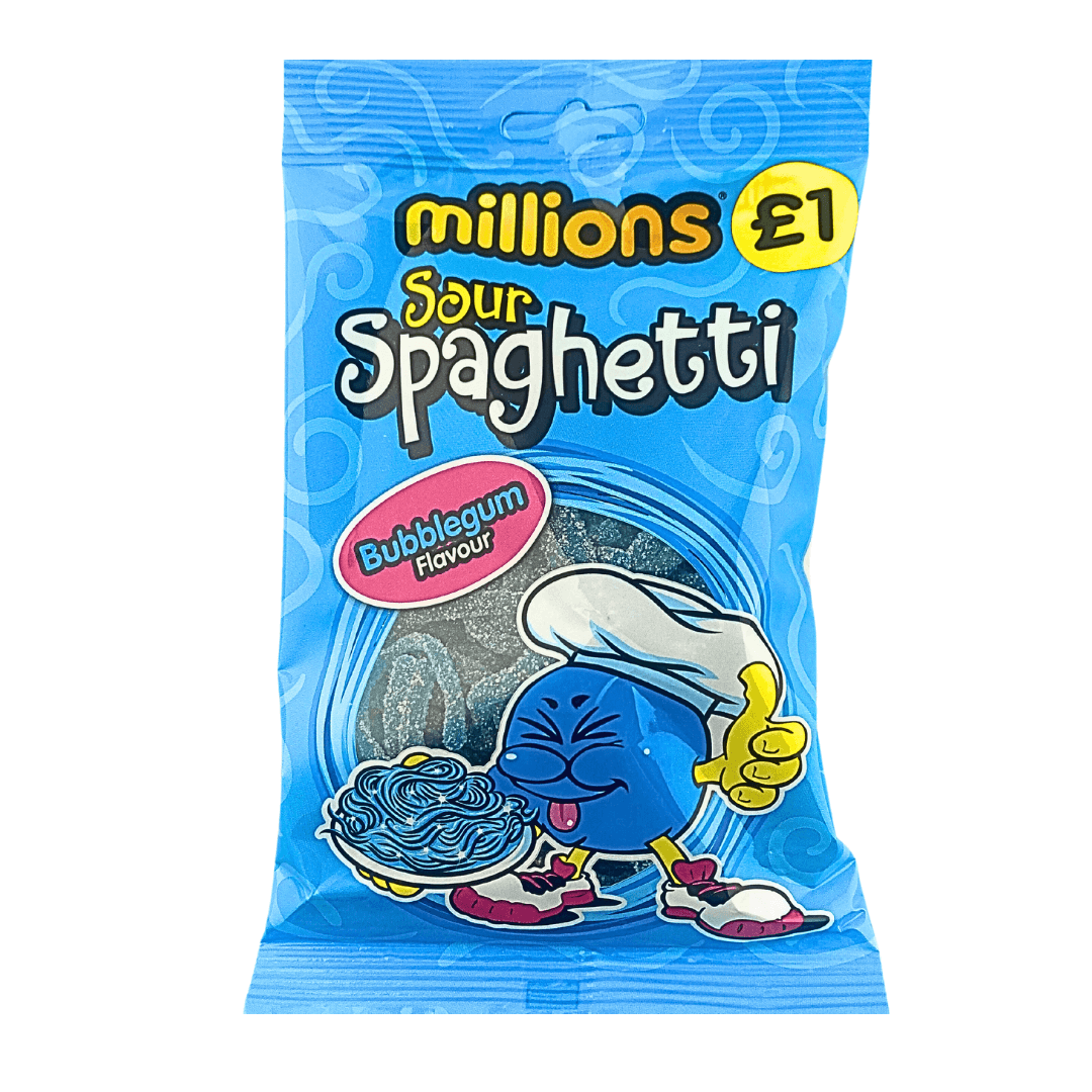 Wholesale Millions Sour Bubblegum Spaghetti PM £1 - 12x120g | Bulk ...